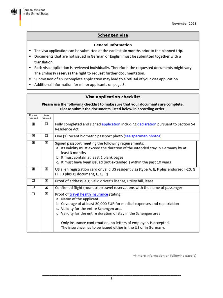Schengen Visa Requirements Data | PDF