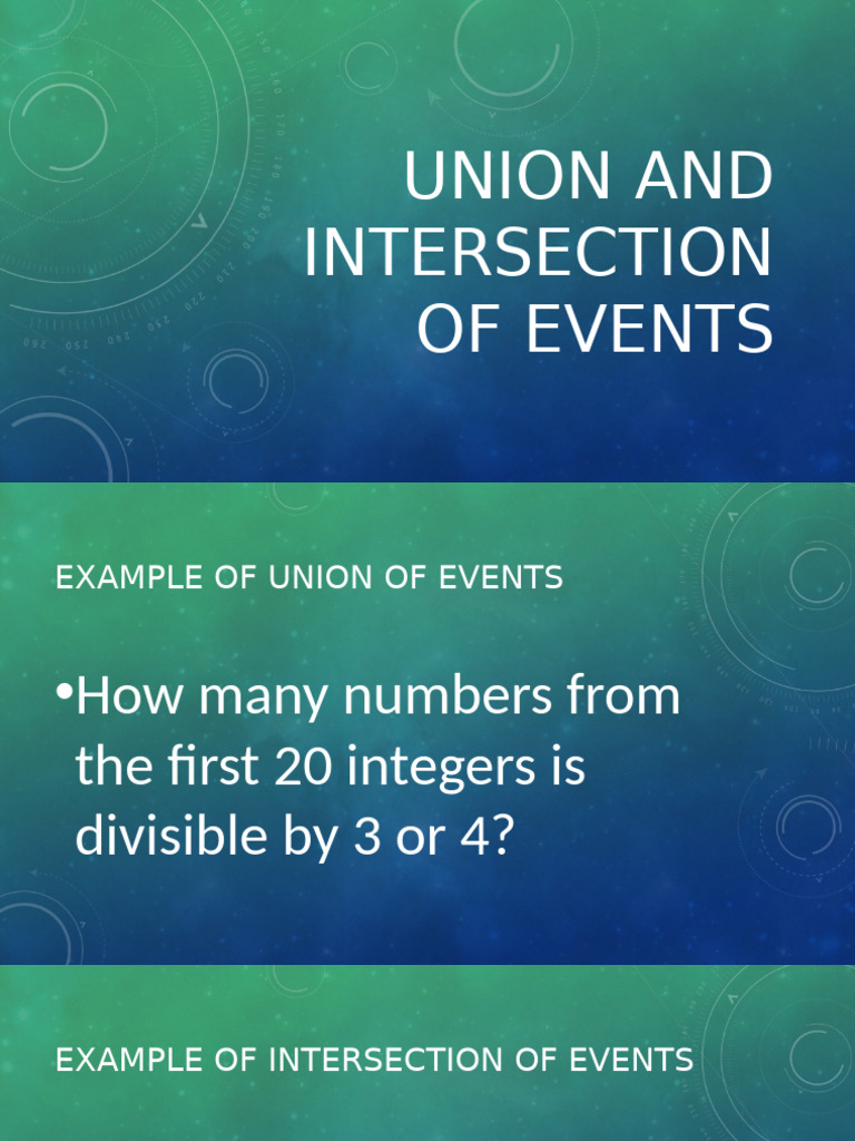 Union and Intersection of Events | PDF