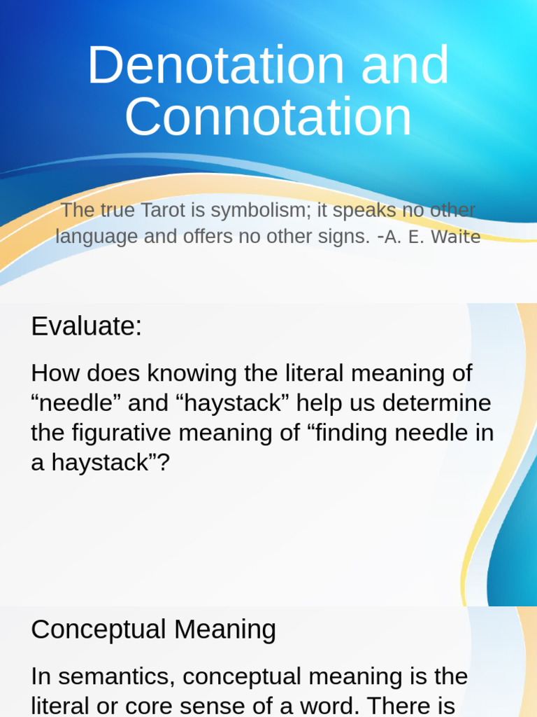 Denotation and Connotation Meaning | PDF