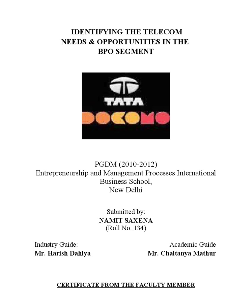 Namit Saxena-IDENTIFYING THE TELECOM | PDF | Survey Methodology ...