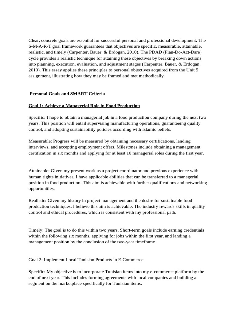 _Personal Goals and SMART Criteria | PDF