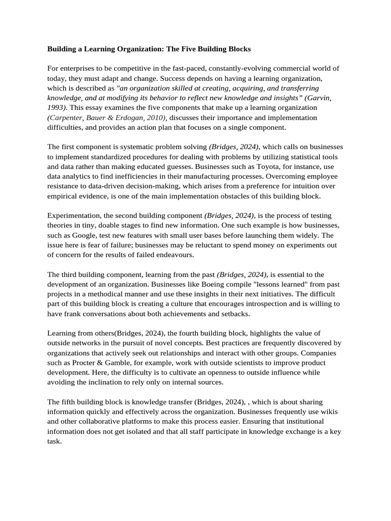 Building A Learning Organization - The Five Building Blocks | PDF