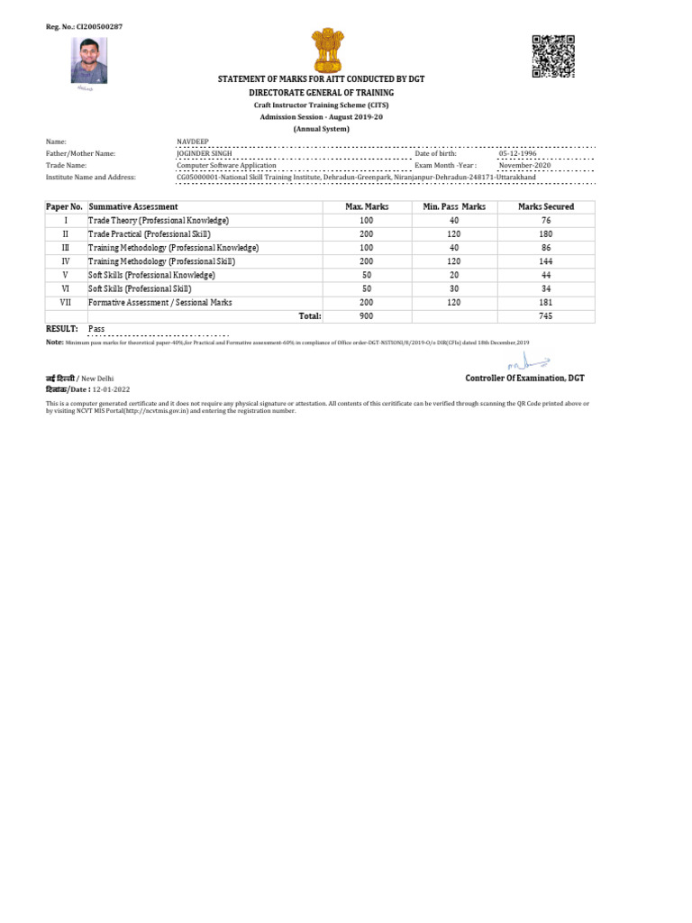 CTI Marksheet | PDF