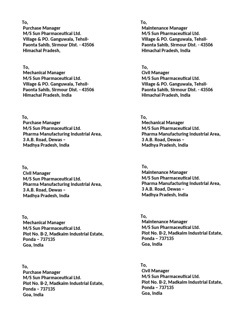 sample address - Copy 3 | PDF