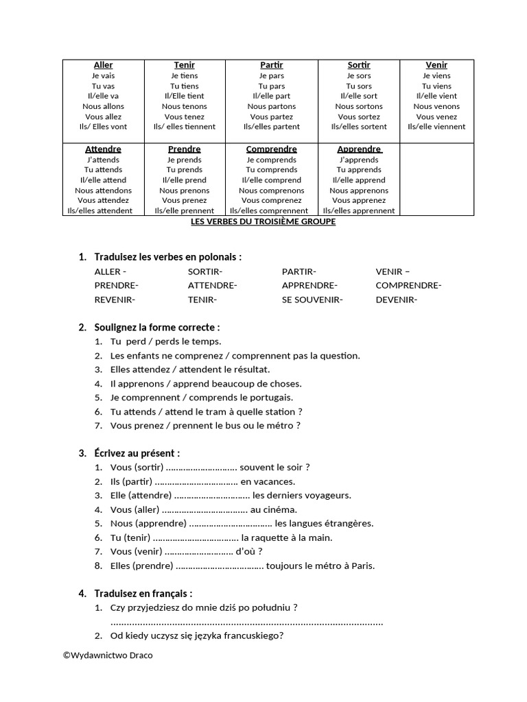 LES VERBES DU TROISIÈME GROUPE | PDF