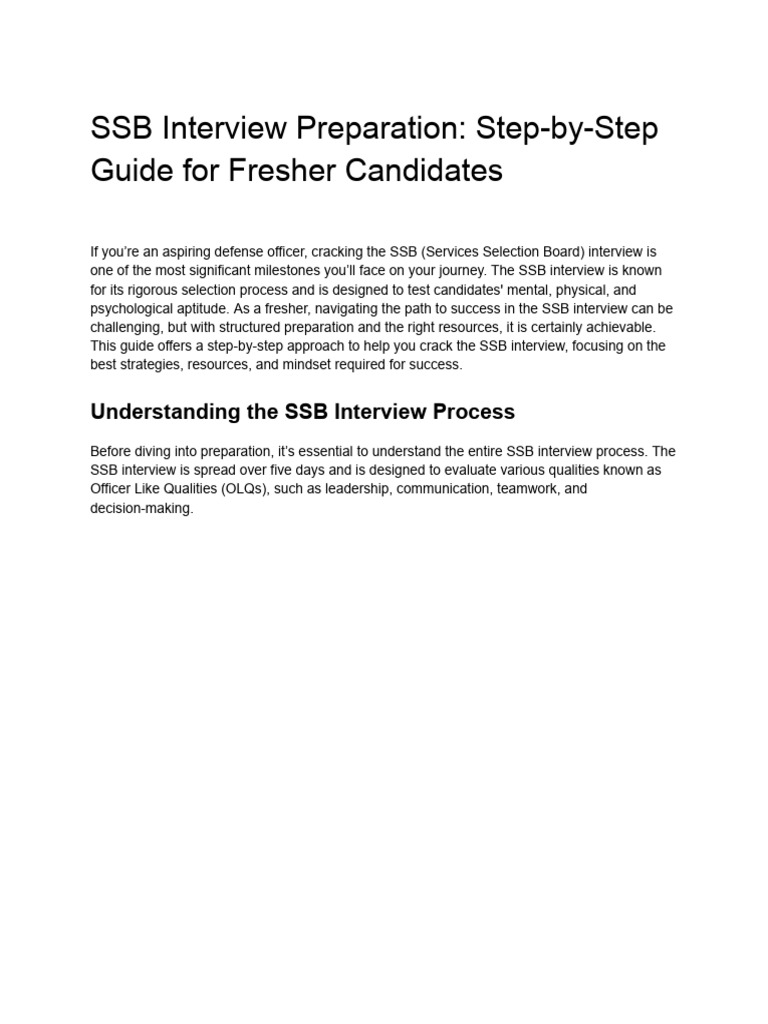 SSB Interview Preparation - Step-By-Step Guide For Fresher Candidates ...