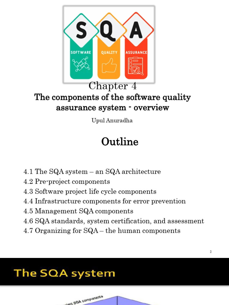 Lecture 5 - SQA - Chapter4 - Components of Software Quality Assurance | PDF