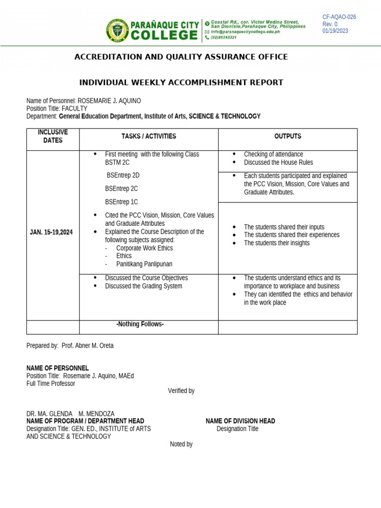 IWAR-Jan 15-19 ETHICS-Aquino R. | PDF