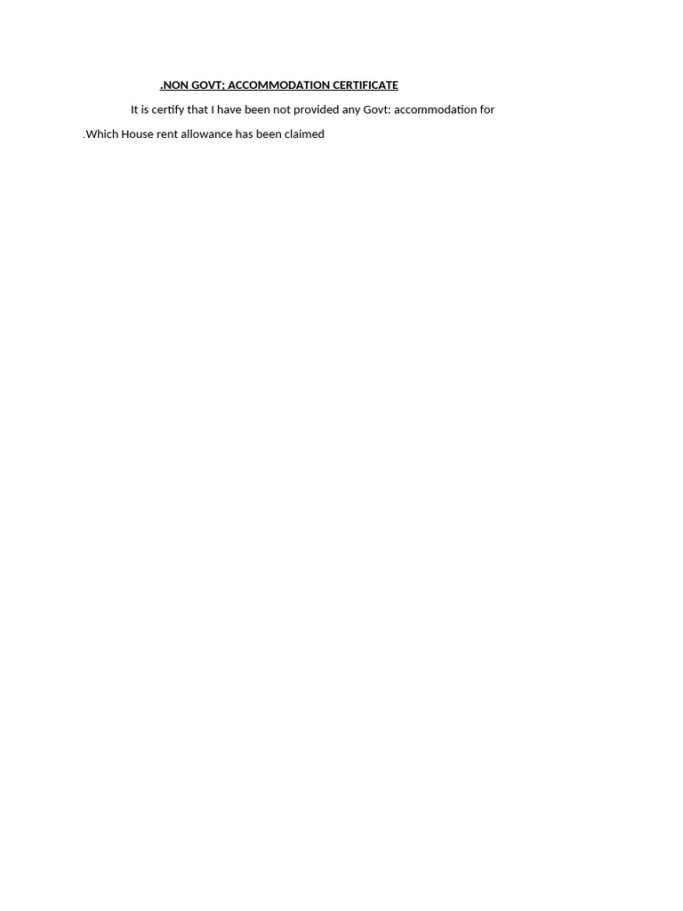 Accommodation Certificate | PDF