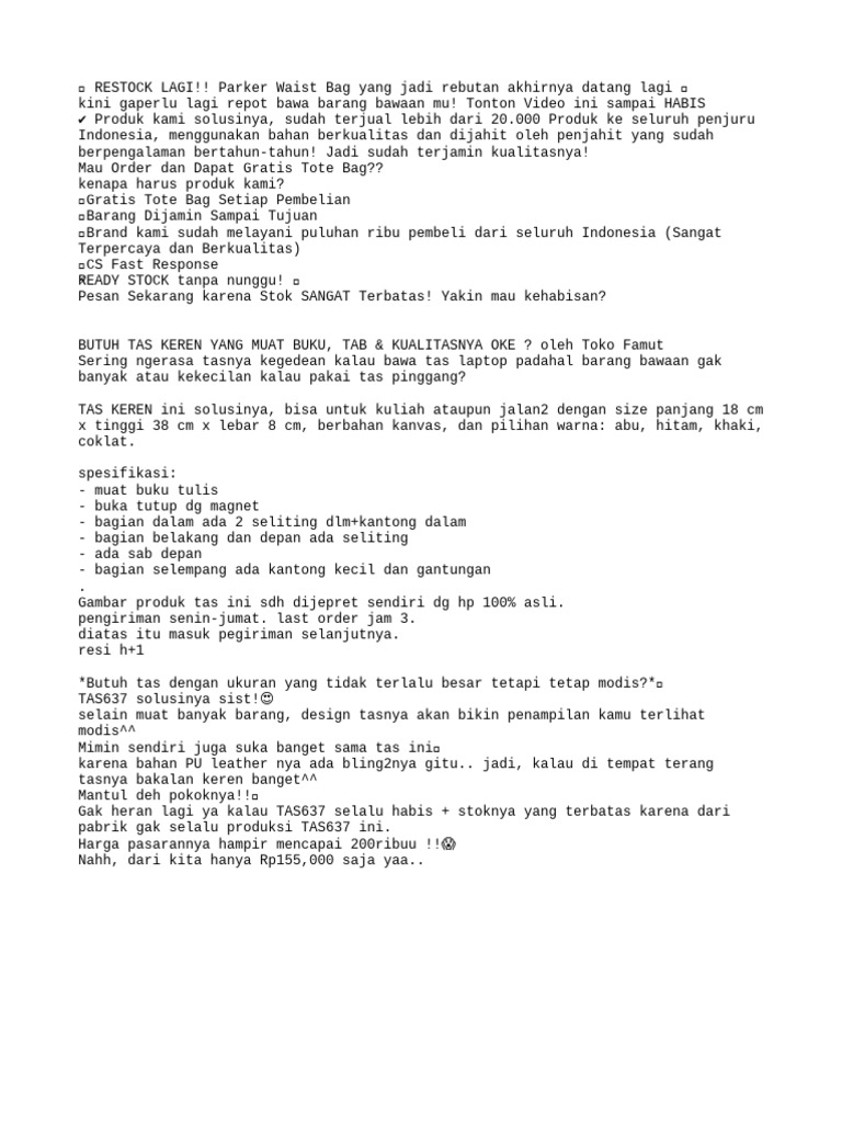 ? Restock Lagi!! Parker Waist Bag | PDF