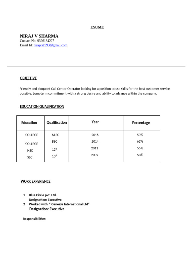 Niraj Sharma Resume | PDF