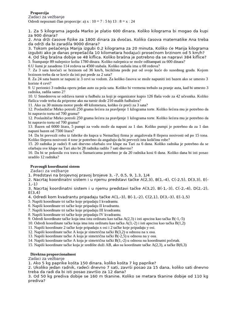 Proporcije D I o Prop Koord | PDF