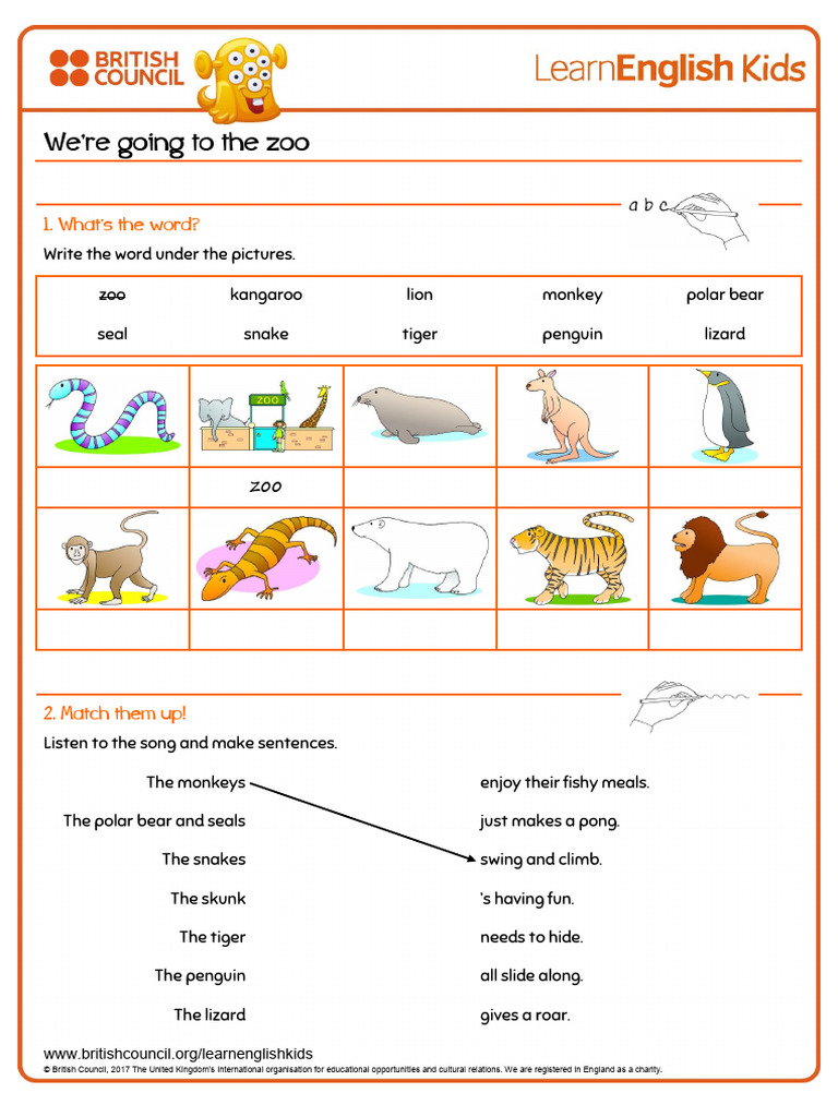 Songs Were Going To The Zoo Worksheet | PDF