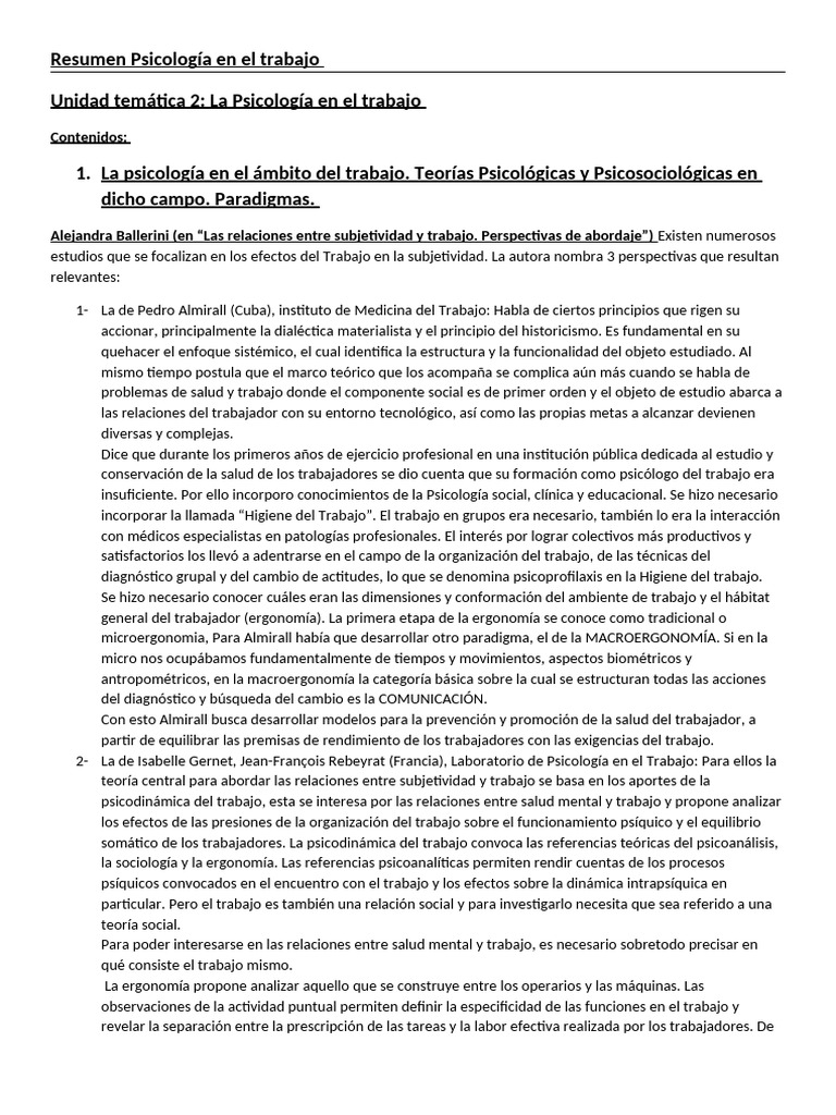 Psicología en el trabajo b Unidad 2 | PDF