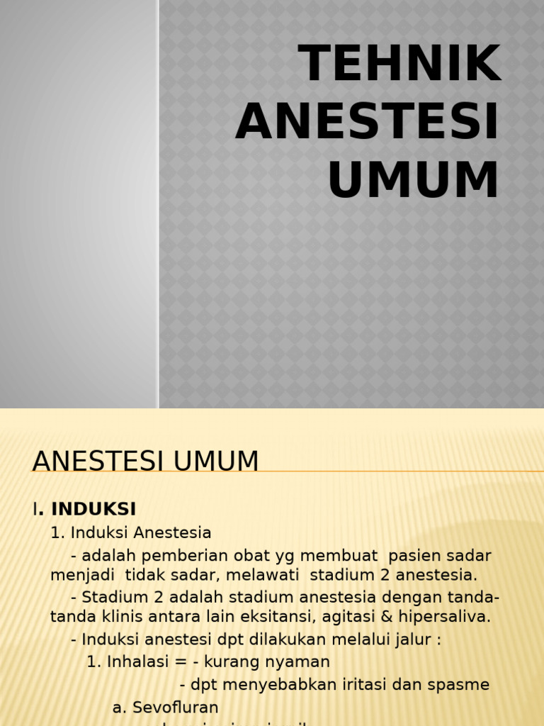 Tehnik Anestesi Umum | PDF