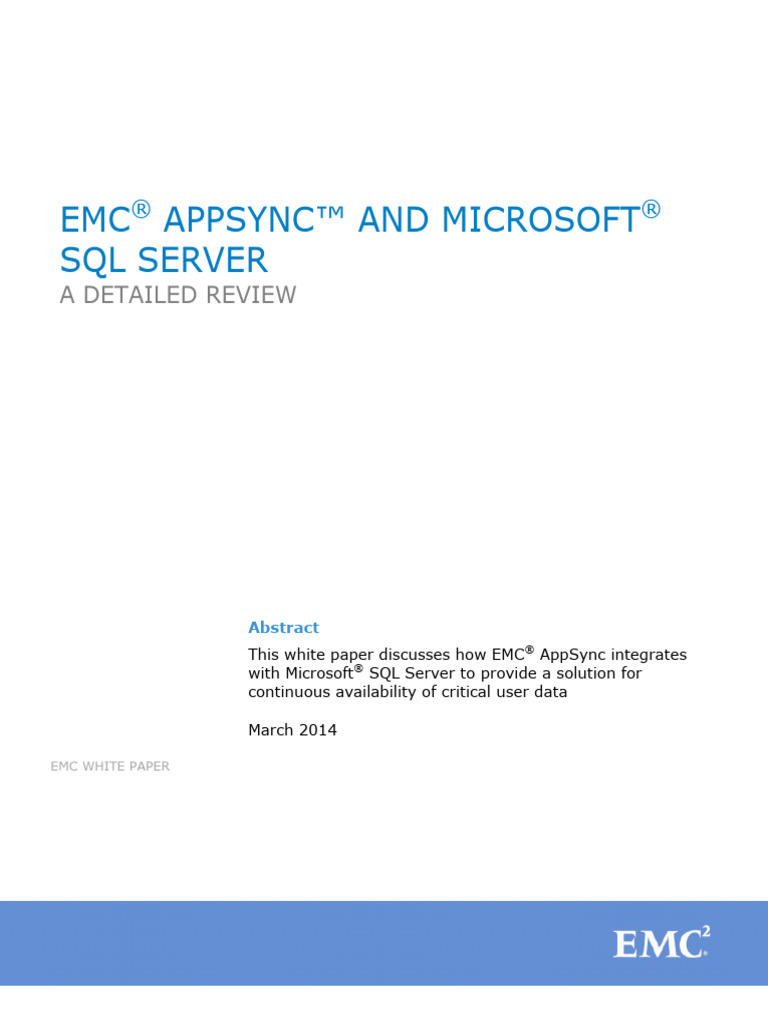 docu51724_White-Paper_-AppSync-and-Microsoft-SQL-Server---A-Detailed-Review | PDF