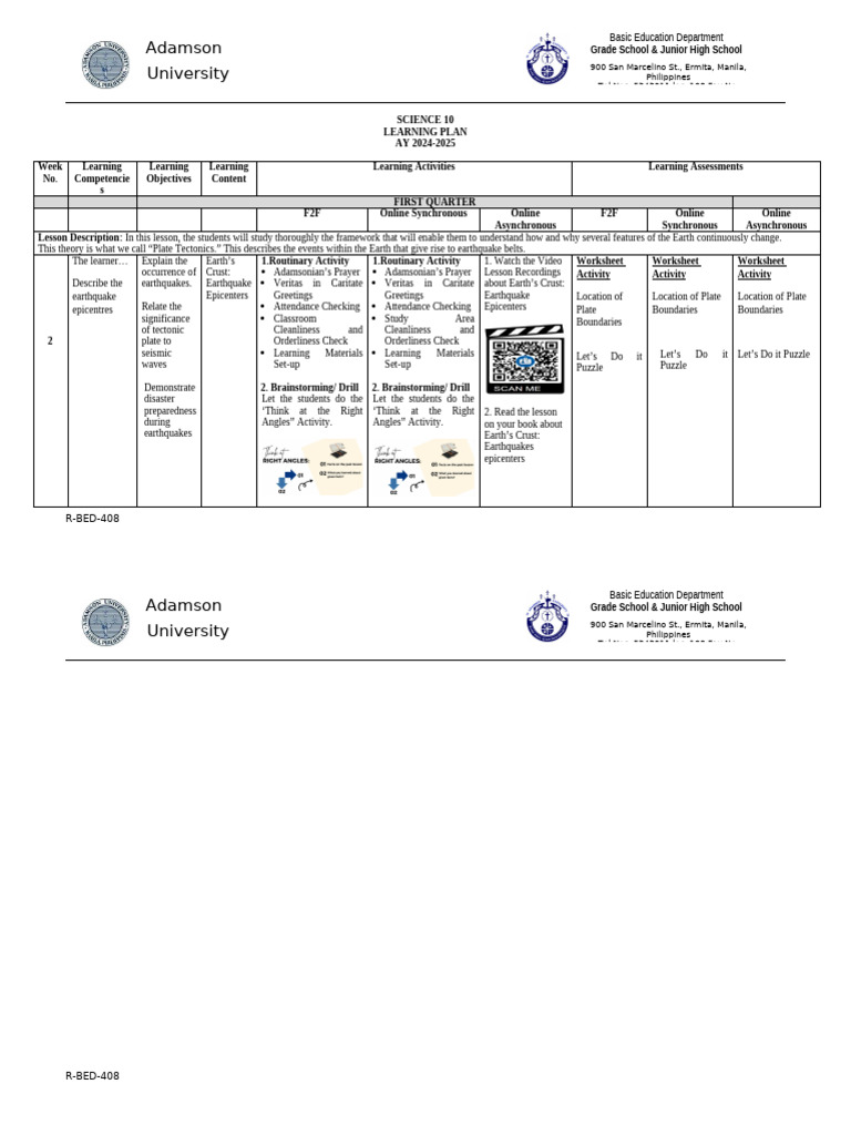 Science 10 Learning Plan Week 2 24-25 | PDF