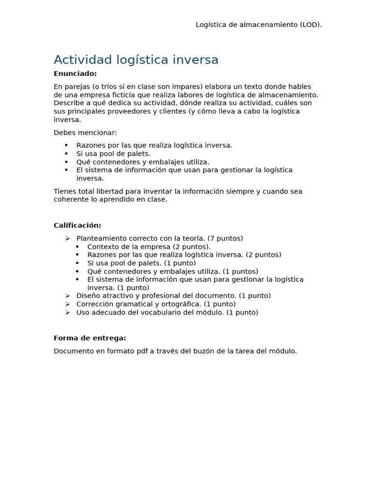 Actividad logística inversa | PDF