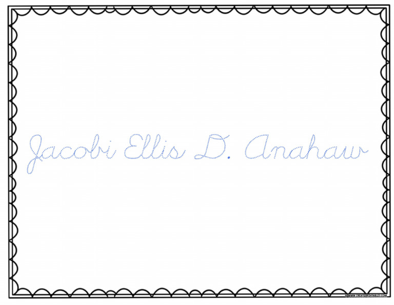 Cursive Name Tracing Worksheet 88F1 501C F426 | PDF