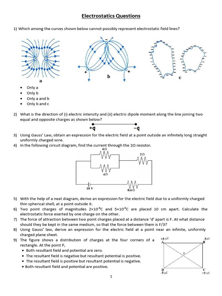 Electrostatics Questions | PDF
