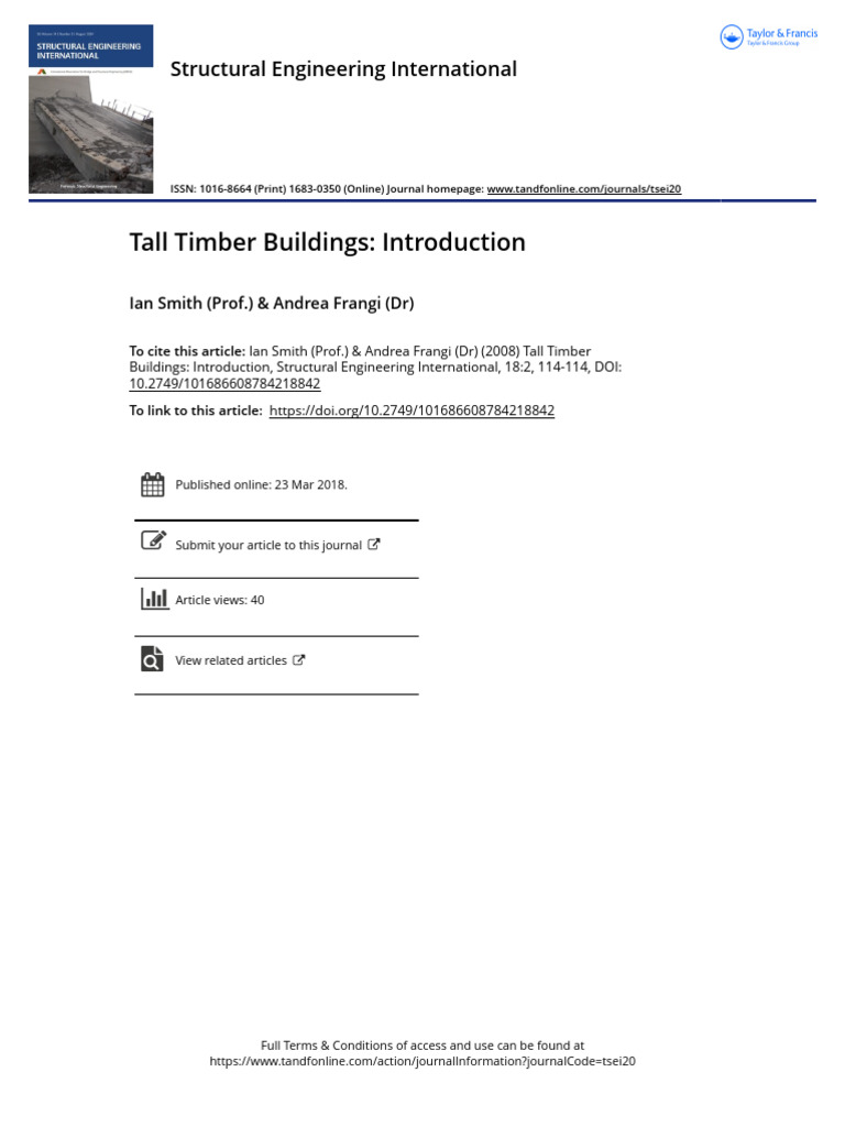 Tall Timber Buildings Introduction | PDF
