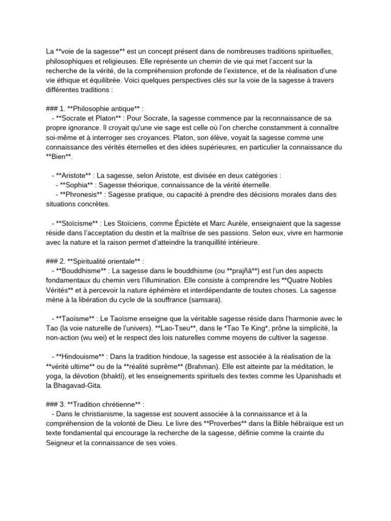 La - Voie de La Sagesse - Est Un Concept Présent Dans de Nombreuses ...