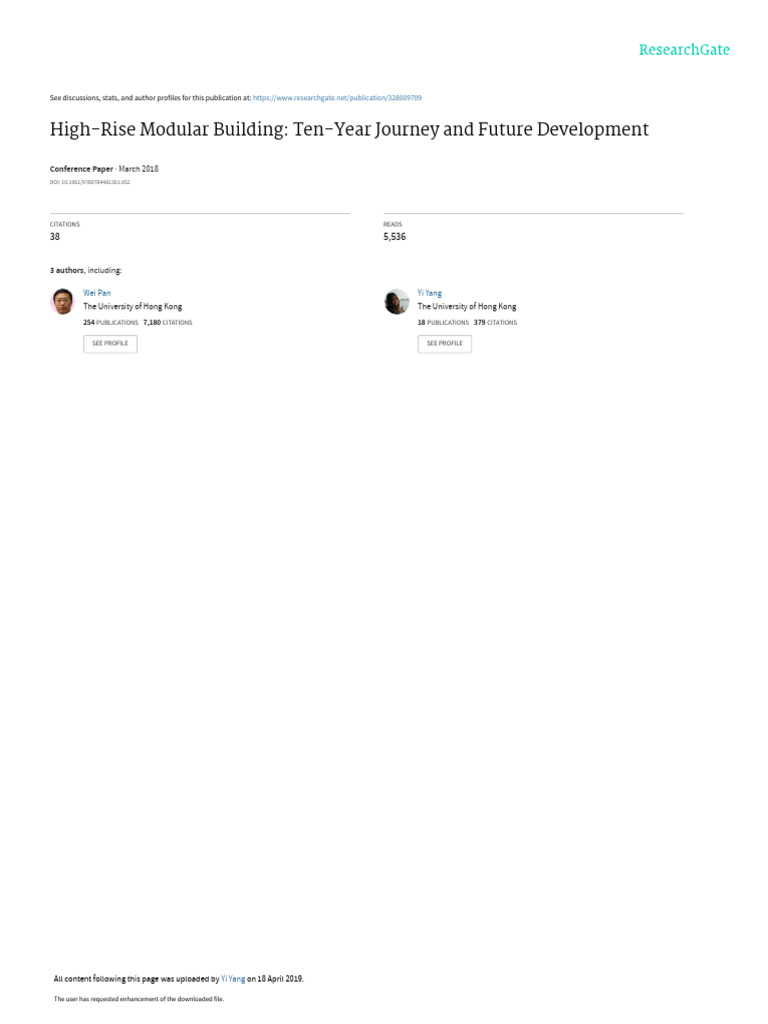 High-Rise Modular Building Ten-Year Journey and Future Development | PDF