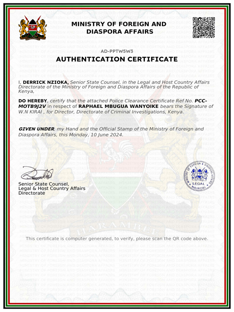 AD-PPTW5W3-Police Clearance Certificate 1 | PDF | Law