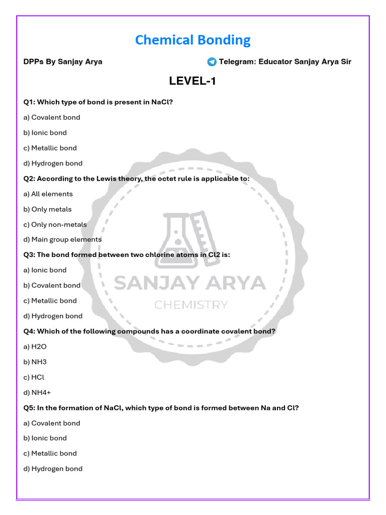 DPP1 ChemicalBonding KosselLewisTheory | PDF