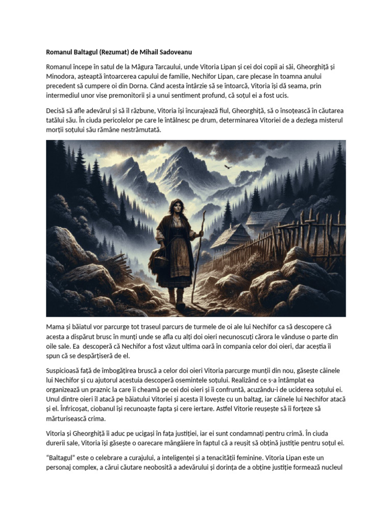 Rezumat Romanul Baltagul | PDF