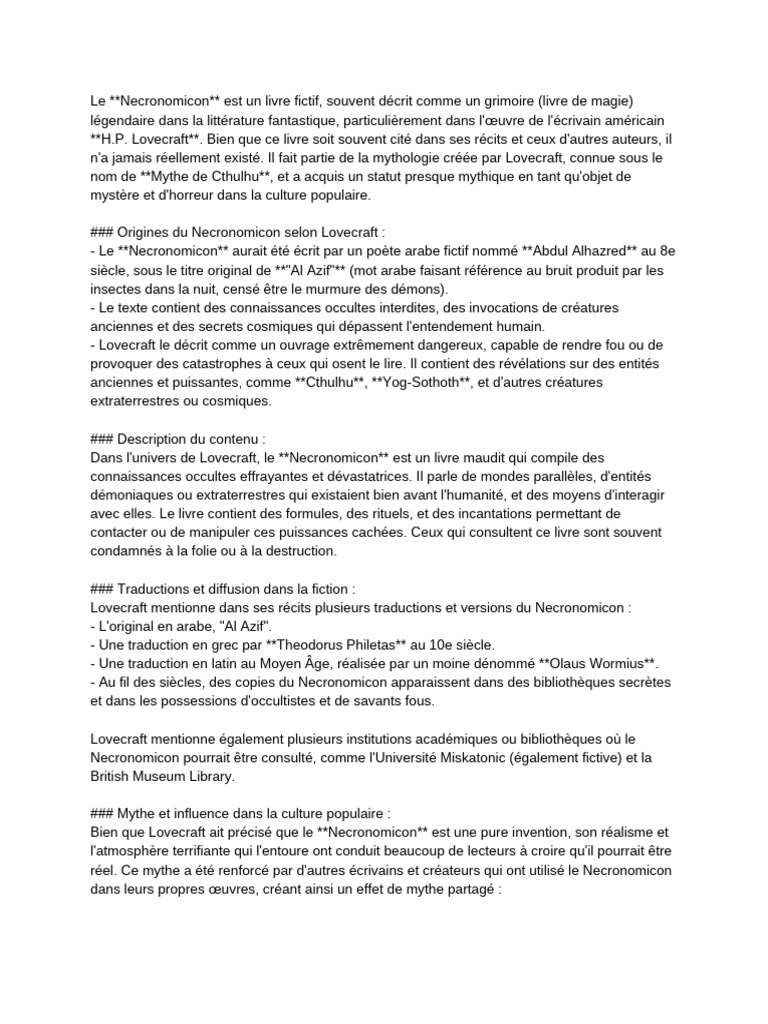 Le - Necronomicon - Est Un Livre Fictif, Souvent Décrit Comme Un ...