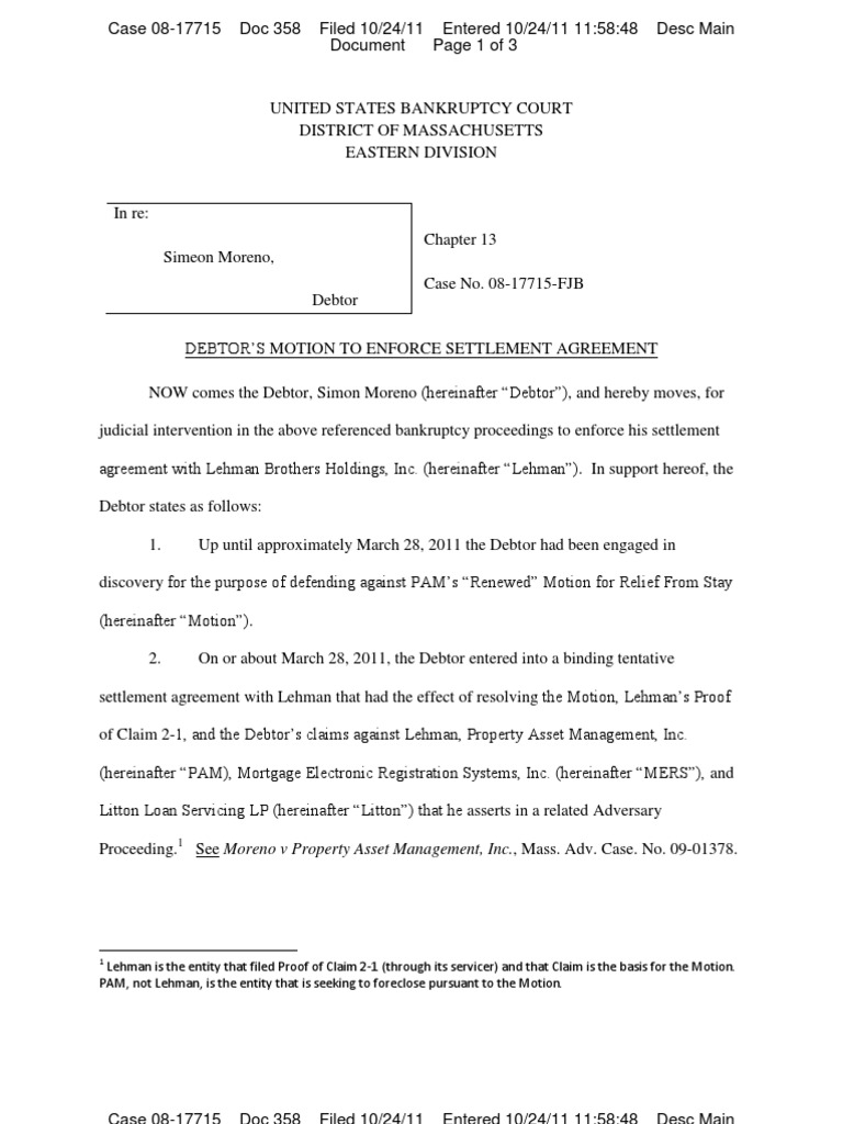 Plaintiff Motion To Enforce Settlement Agreement | PDF | Settlement ...