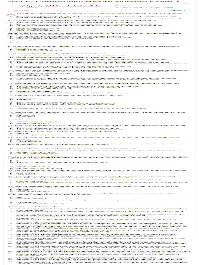 PNLE Community Health Nursing Exam 1 - RNpedia | PDF