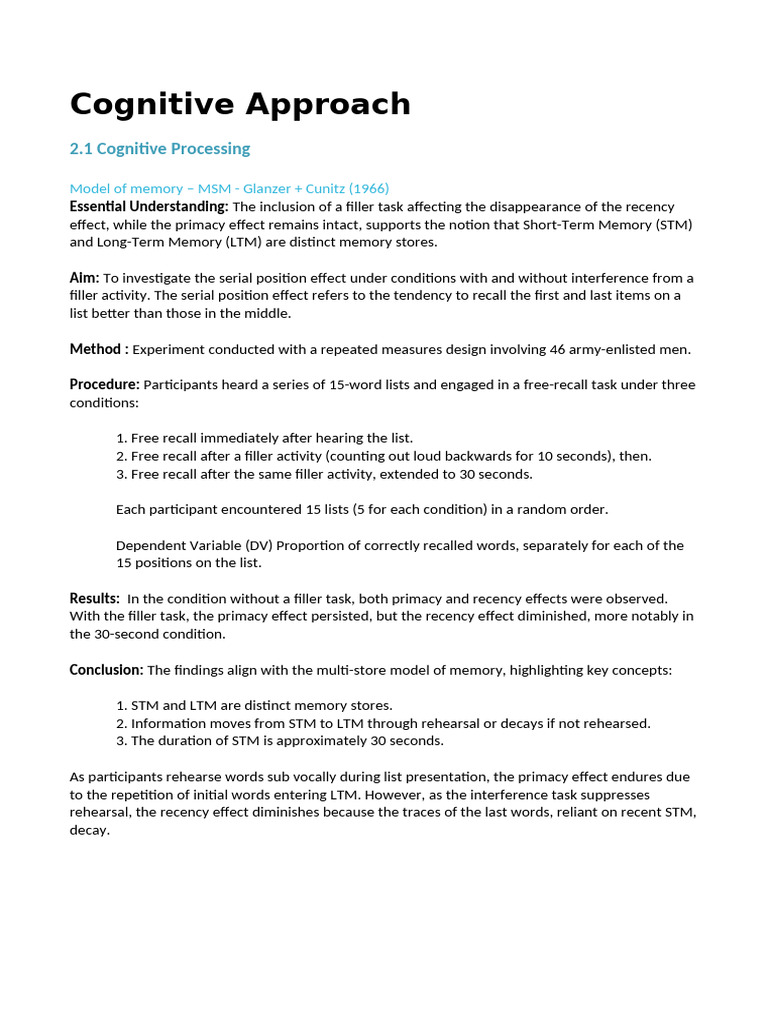 Cognitive Approach | PDF