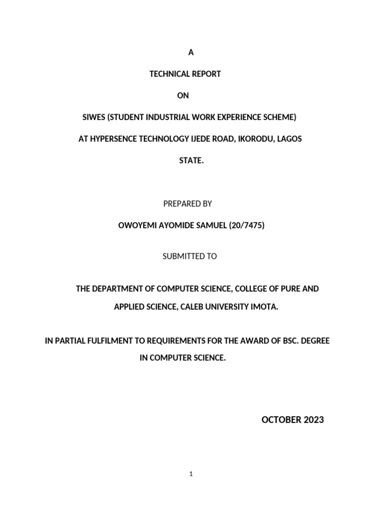 A Student Industrial Work Experience | PDF