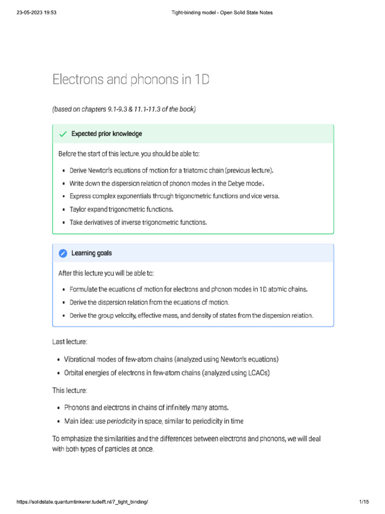Lecture 7 Tight-binding Model | PDF