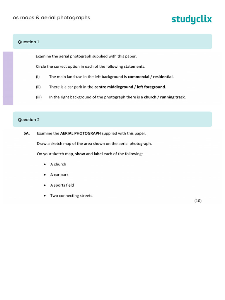 os maps & aerial photographs Questions | PDF