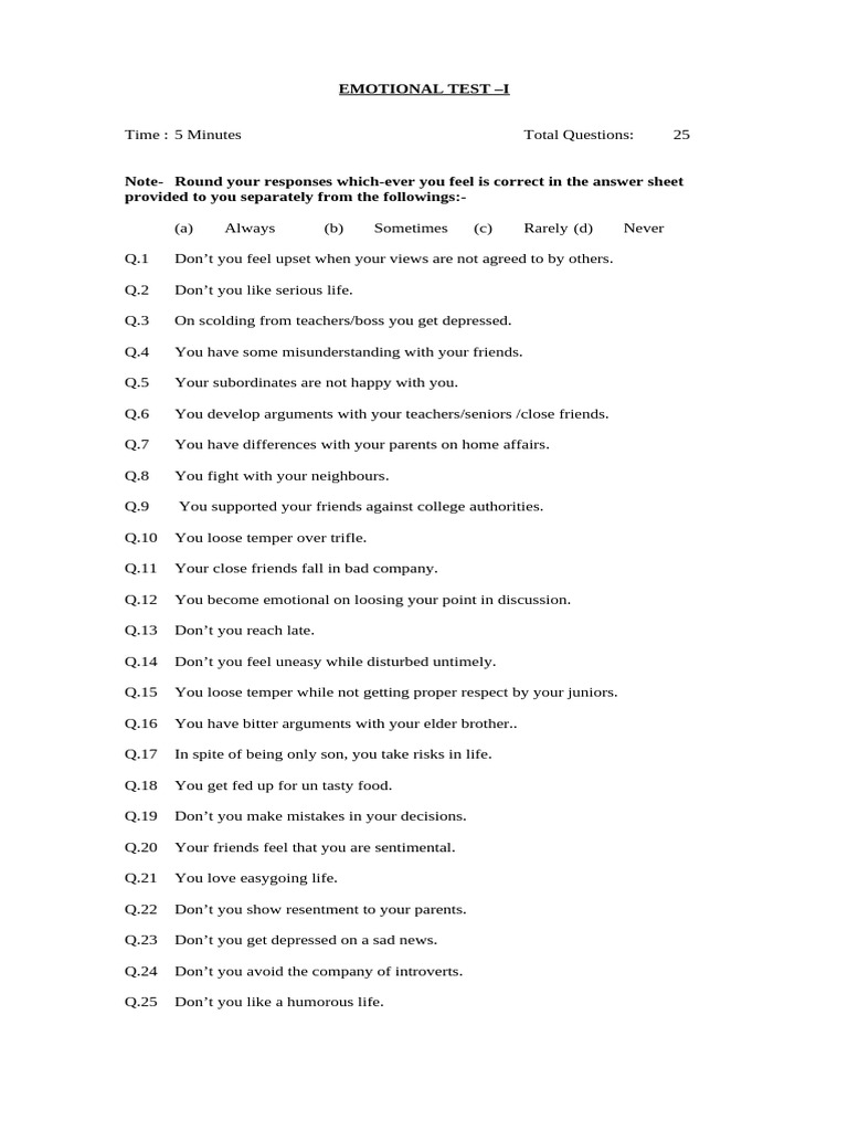 Emotional Test | PDF