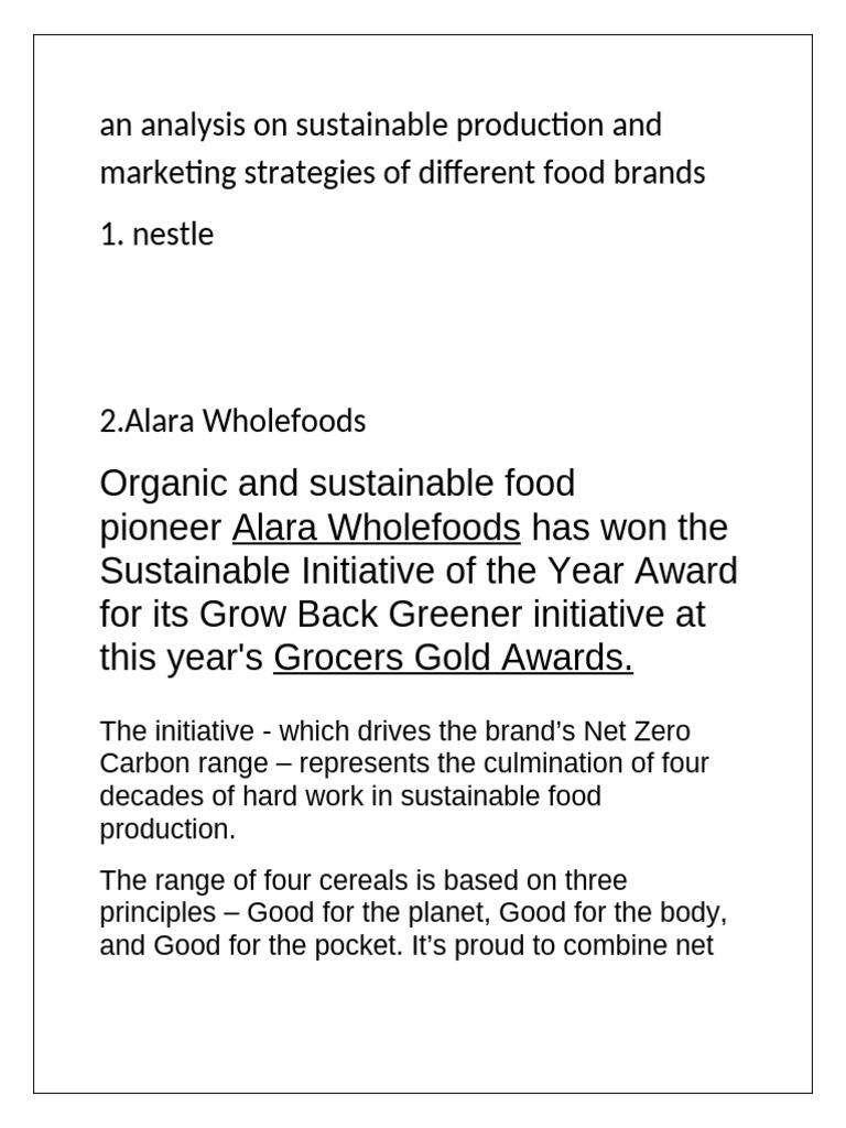 An Analysis On Sustainable Production and Marketing Strategies of ...