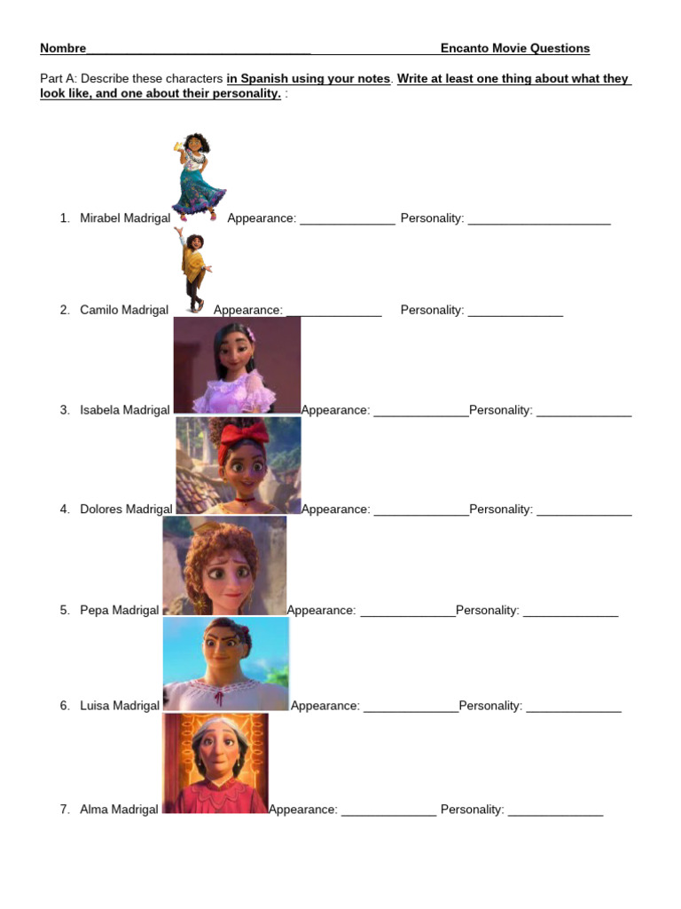 Encanto Movie Questions | PDF | Language Arts & Discipline | Home & Garden