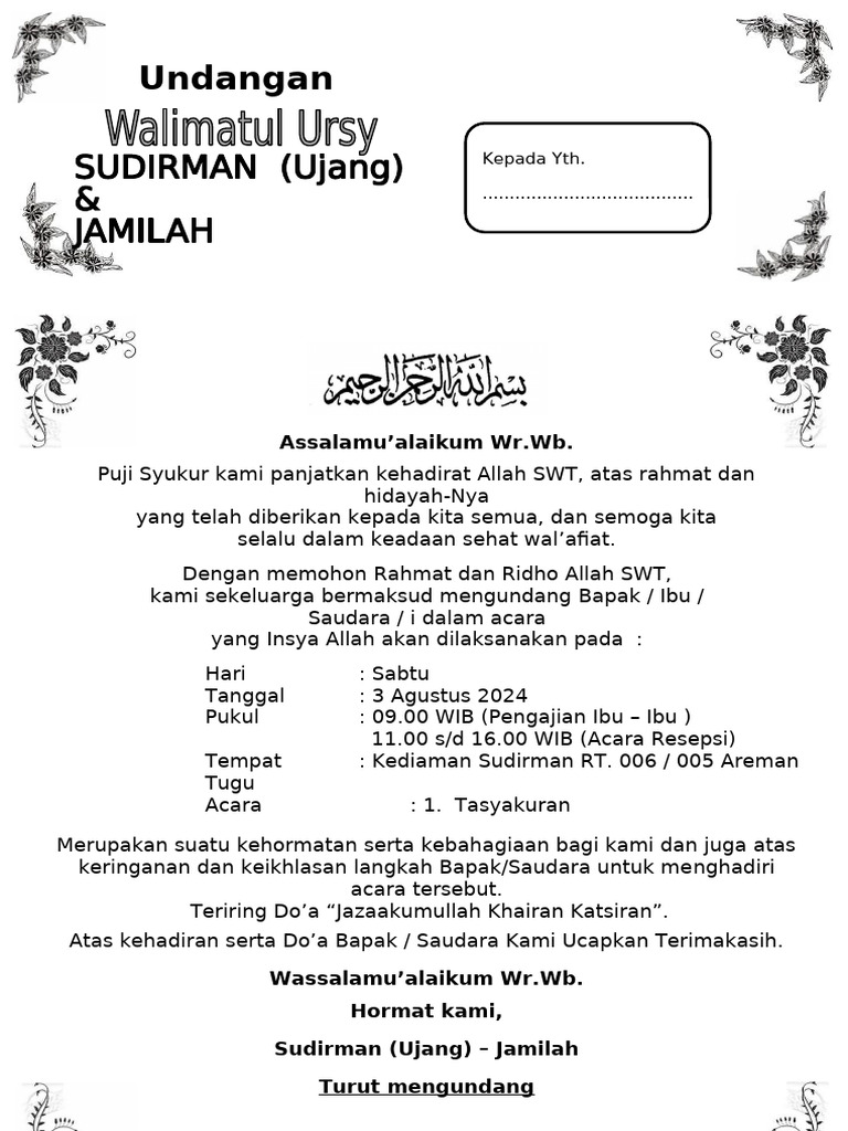 Undangan Manaqib | PDF | Cooking, Food & Wine