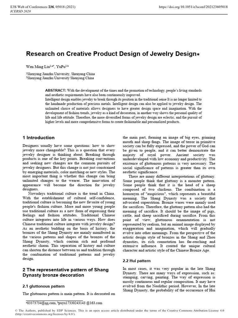 Research On Creative Product Design of Jewelry Des | PDF | Necklace | Art