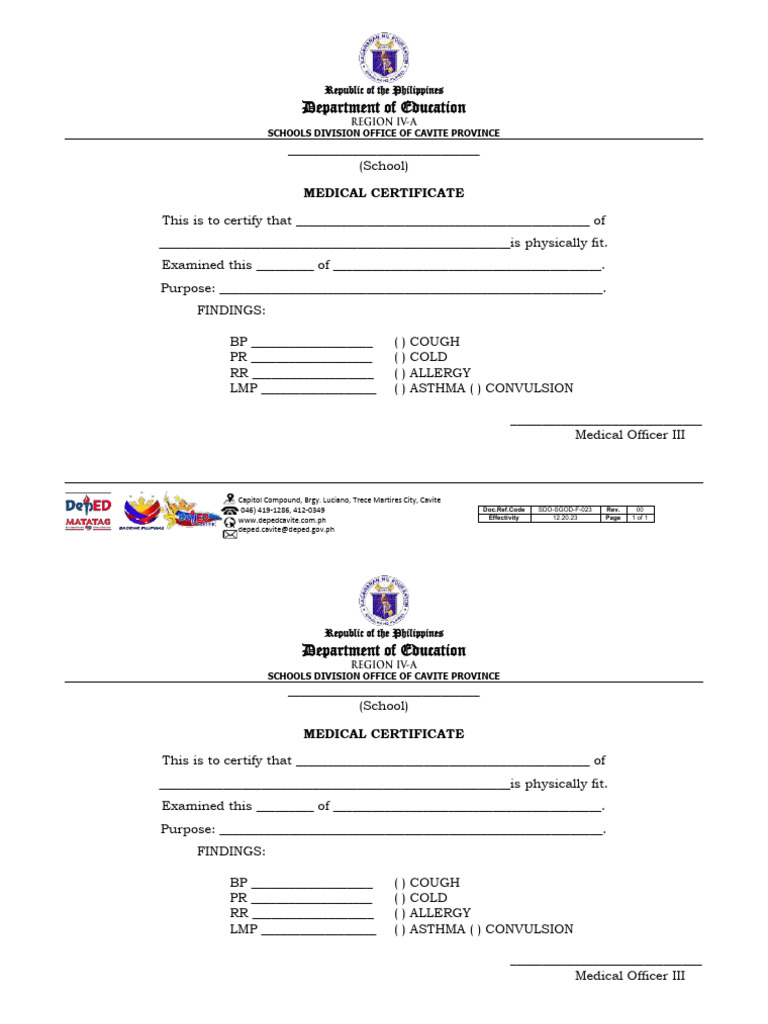 3 Medical Certificate Local F-023 (1) | PDF