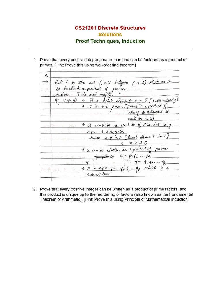 Proof Techniques, Induction: CS21201 Discrete Structures | PDF