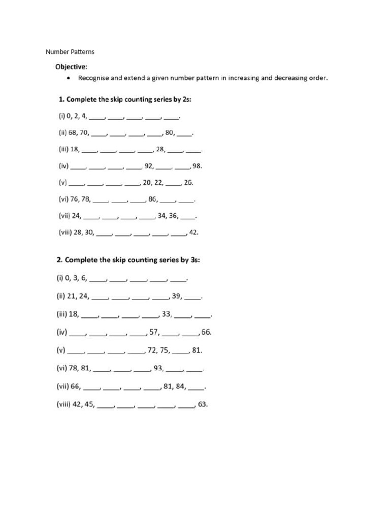 Number Patterns | PDF