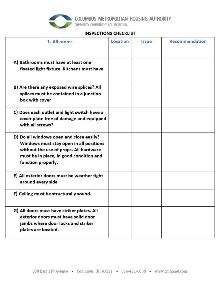 Room Inspection Checklist in PDF | PDF