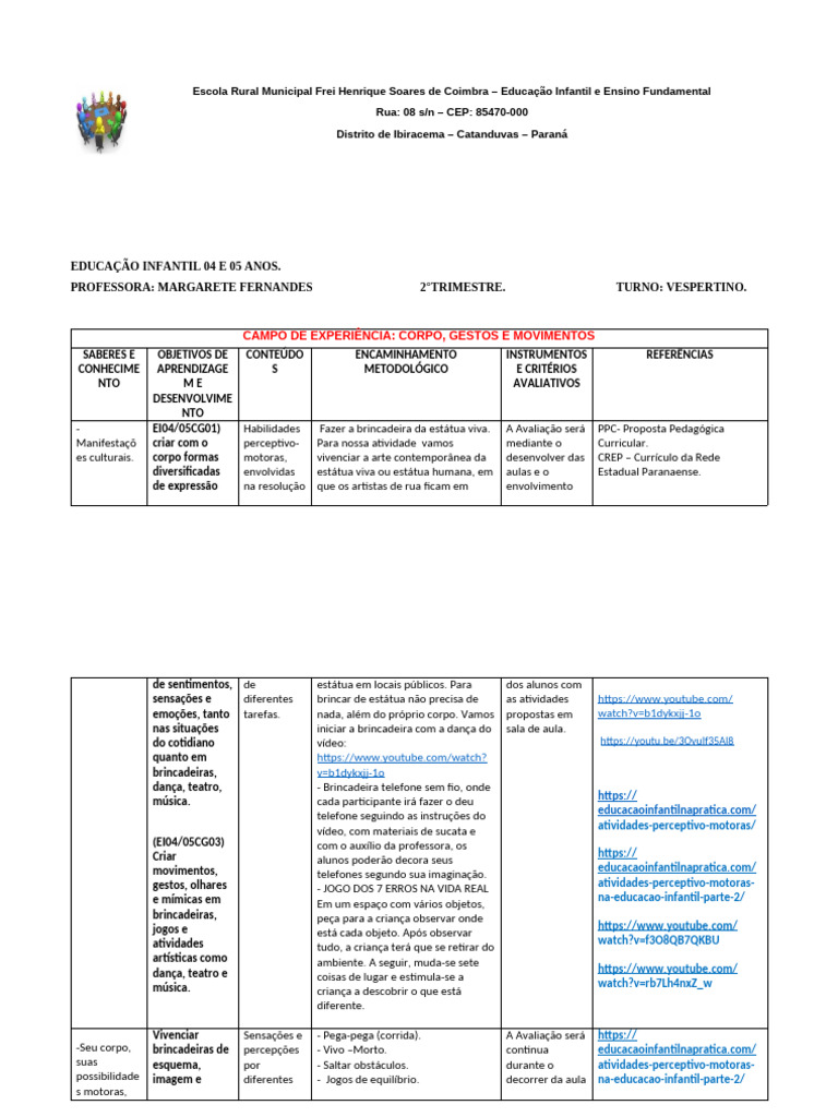 PTD Educação Infantil 2º Trim | PDF