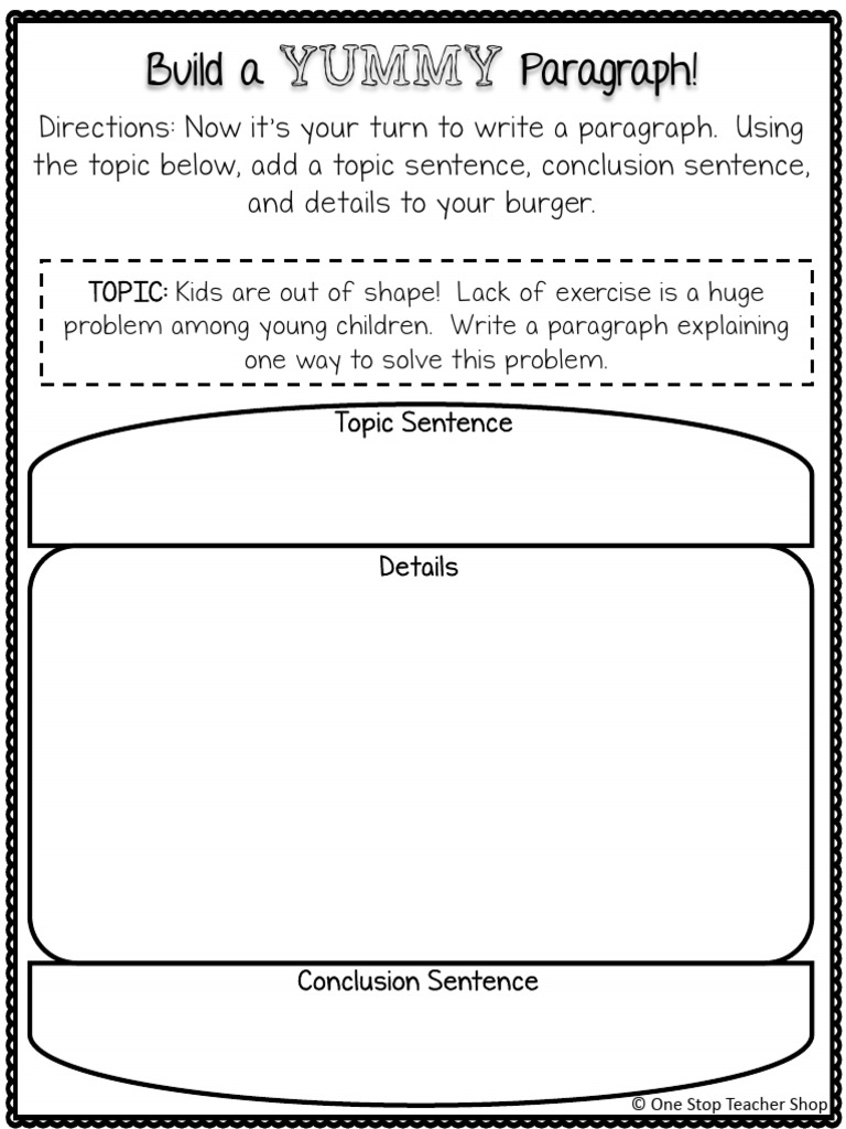 Writing A Yummy Paragraph Practice Page | PDF