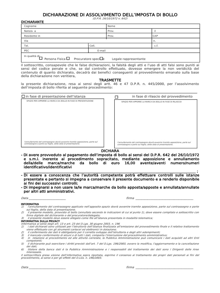 04 Dichiarazione-Bollo | PDF