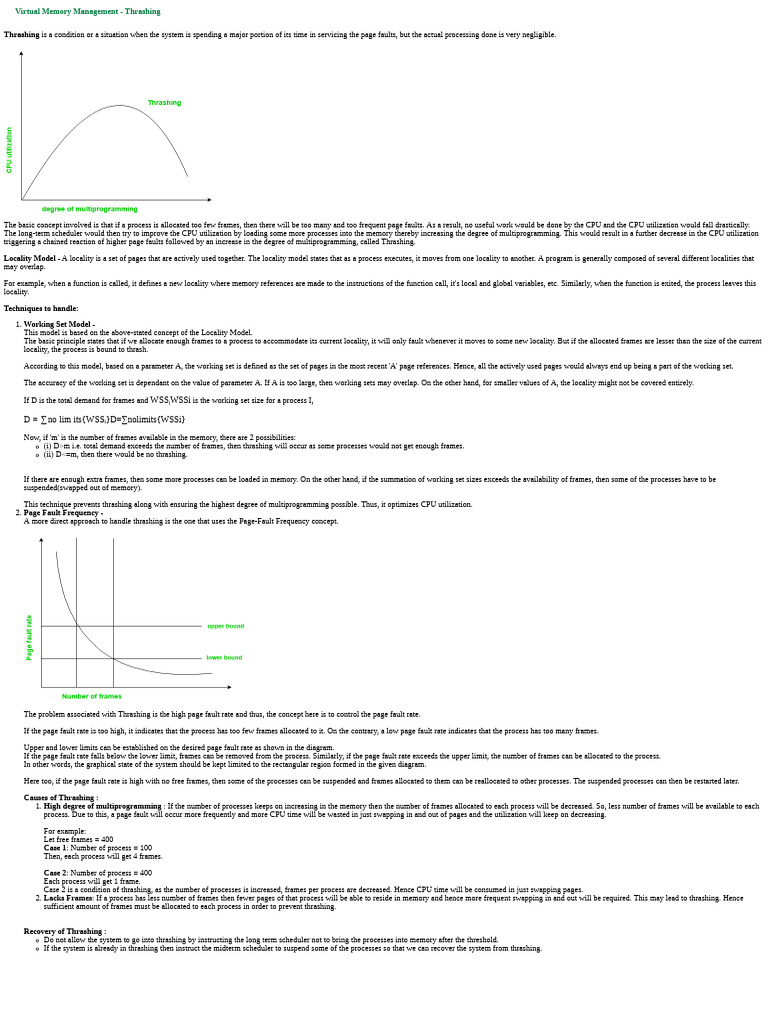 36) Virtual Memory Management - Thrashing | PDF